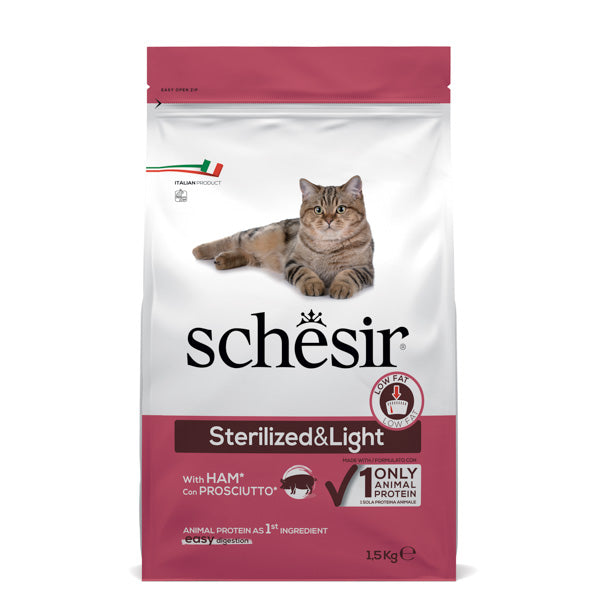 Sterilized and light con prosciutto 1,5kg in – Schesir