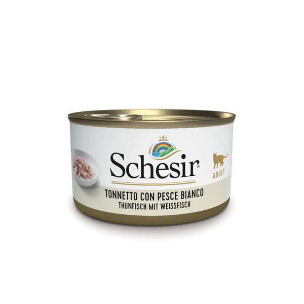 Tonnetto con pesce bianco in gelatina 85g in lattina – Schesir