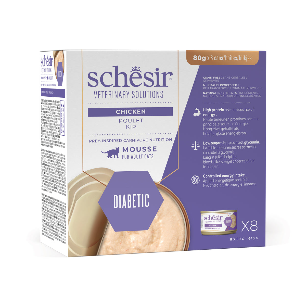 Schesir Veterinary Solution Diabetic Mousse Chicken 8x80g
